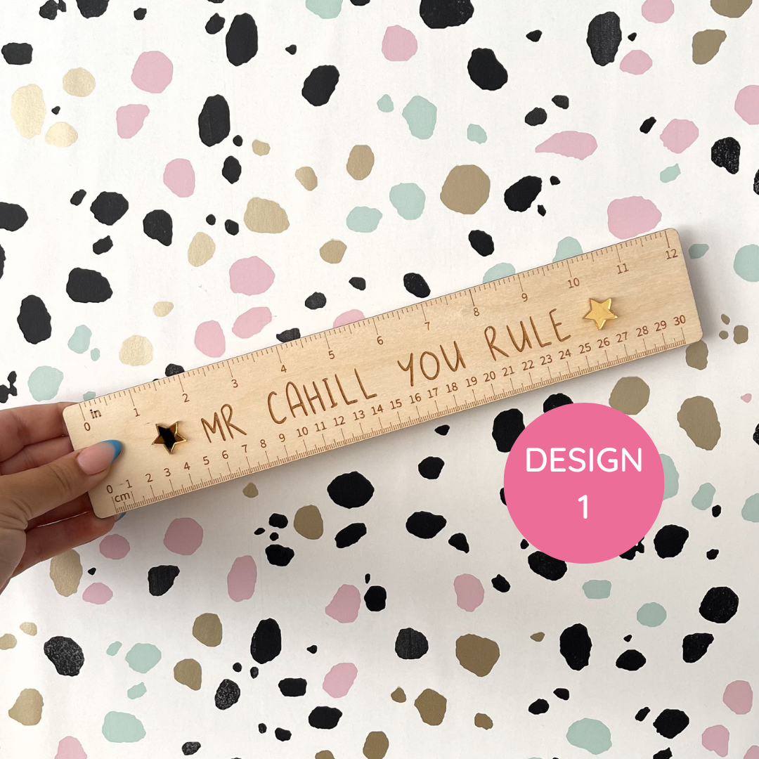 Personalised Wooden Teacher Ruler – Blossom Tree Party